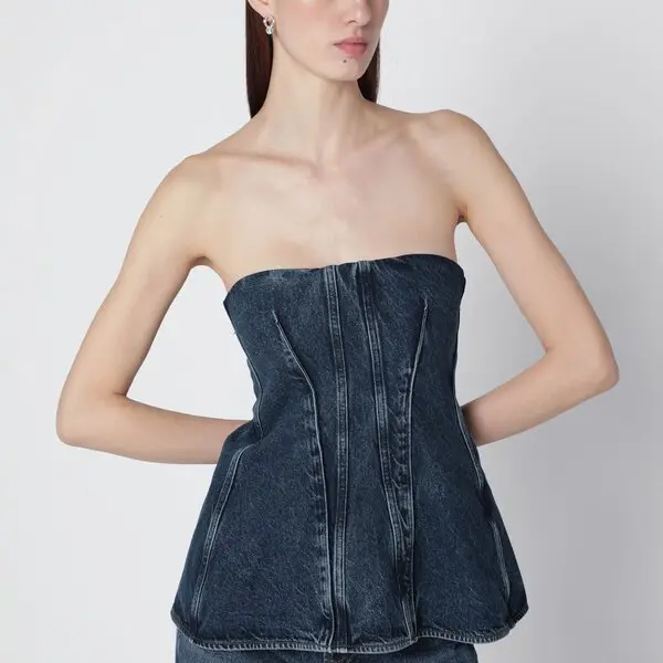 AGOLDE Lara Denim Corset - Blue
