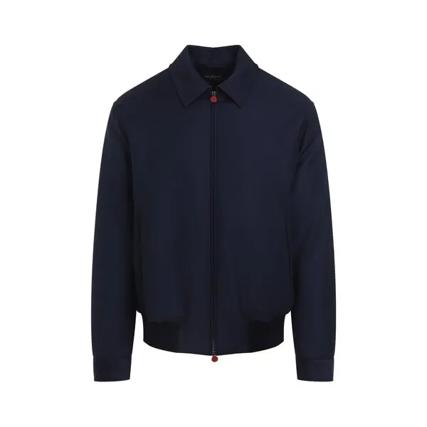 Kiton Virgin Wool And Cashmere Blend Bomber Jacket - Blue