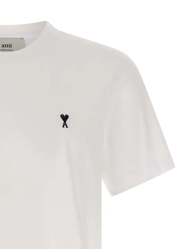 AMI Paris De Coeur Embroidered Cotton T-shirt