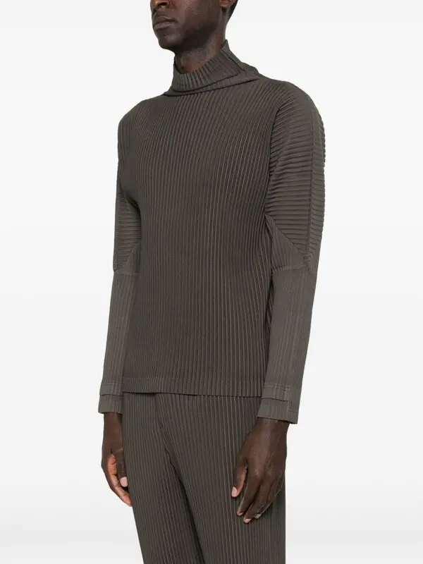 Issey Miyake Homme Plissé Long Sleeve Pleated Knitwear