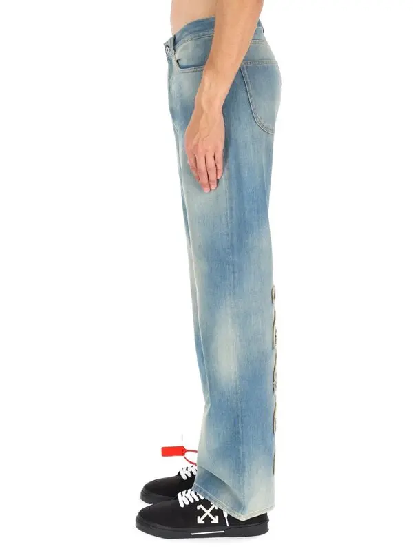 Off-White Diag Raw Patch Jeans - Blue