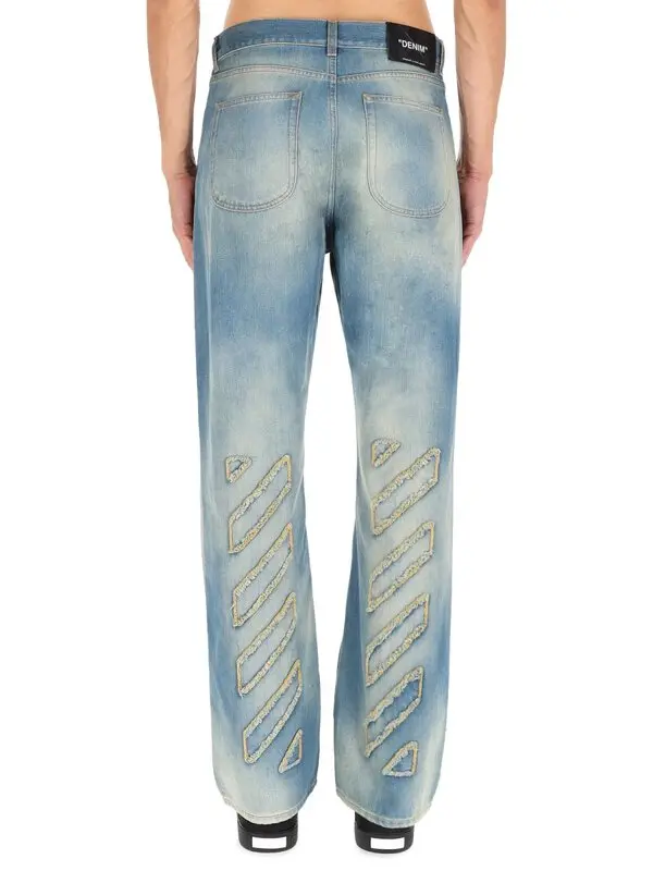 Off-White Diag Raw Patch Jeans - Blue