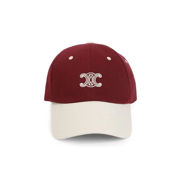 Celine Triomphe Embroidered Cotton Cap - Red
