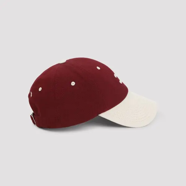 Celine Triomphe Embroidered Cotton Cap - Red