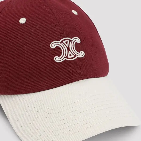 Celine Triomphe Embroidered Cotton Cap - Red
