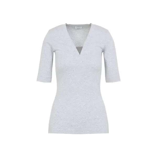Brunello Cucinelli Ribbed V-neck T-shirt