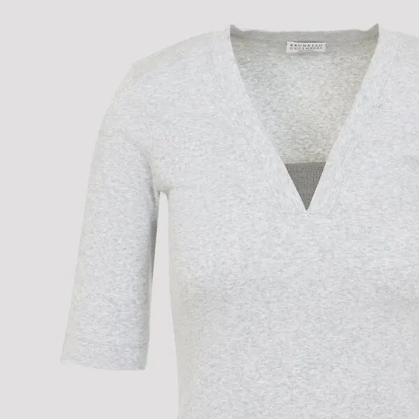 Brunello Cucinelli Ribbed V-neck T-shirt