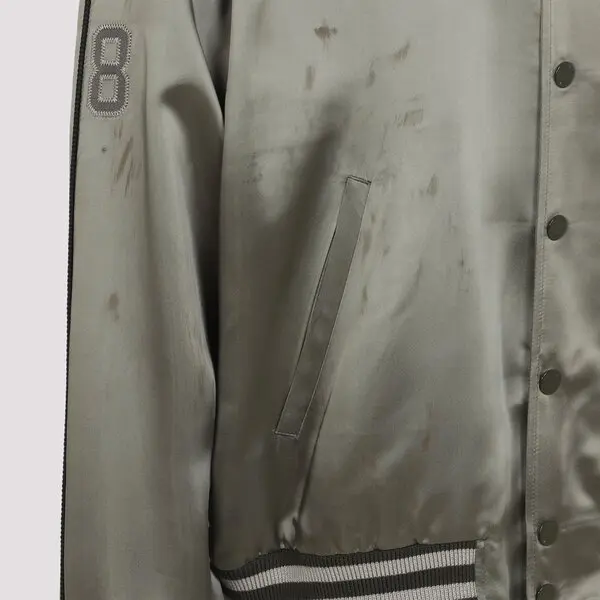 GOLDEN GOOSE Acetate Bomber Jacket With Striped Collar And Cuffs - Green