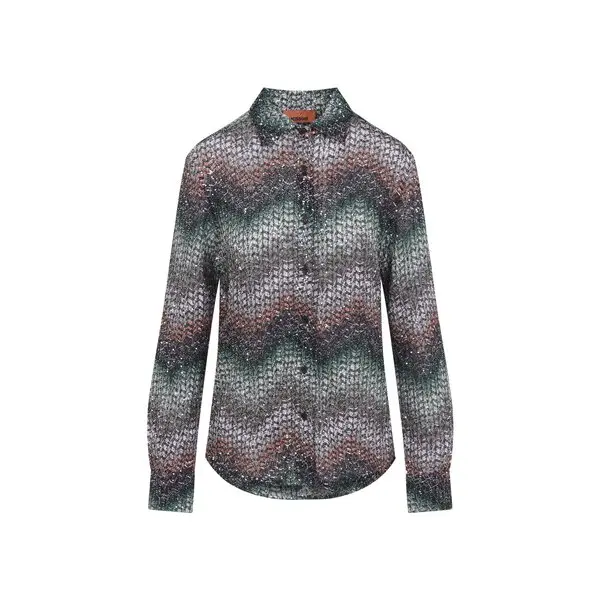 Missoni Caperdoni Knitted Viscose Shirt With Rhinestones - Multicolor