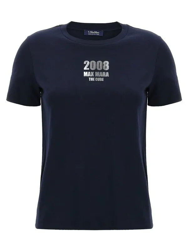 Max Mara Quieto' Cotton Crew Neck T-shirt With Graphic Print