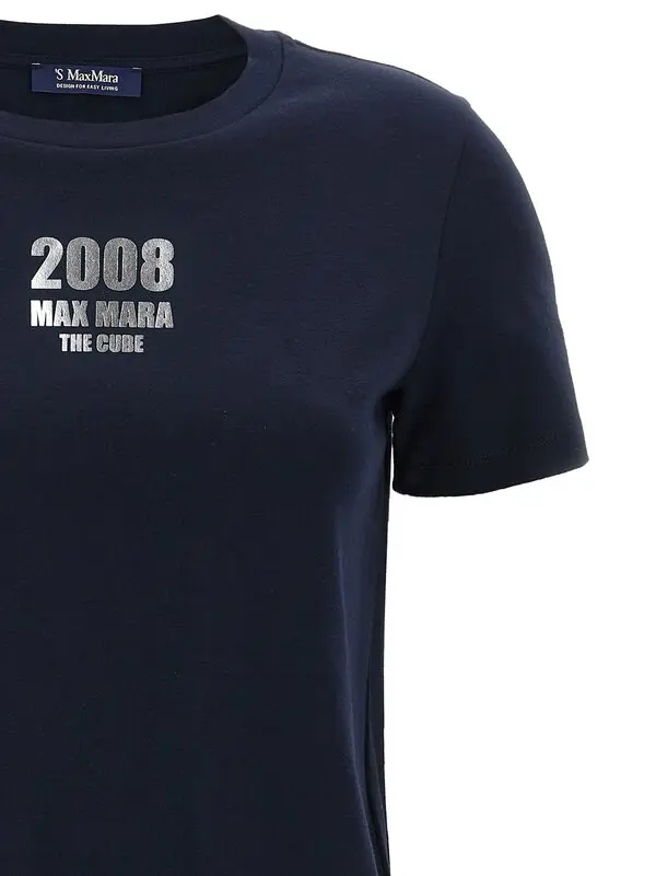 Max Mara Quieto' Cotton Crew Neck T-shirt With Graphic Print