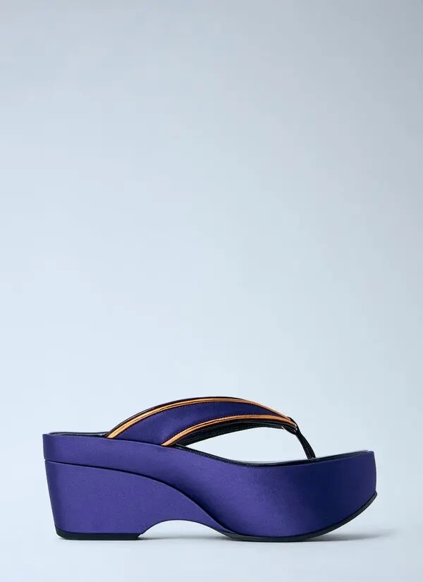 Dries Van Noten Satin Platform Thong Sandals - Blue