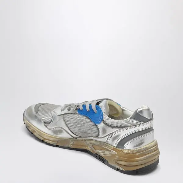 GOLDEN GOOSE Dad-star Sneakers In Laminated Leather And Mesh - Silver