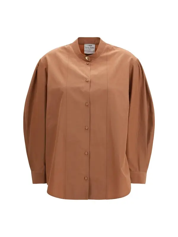FORTE_FORTE High-neck Puff Sleeve Shirt - Red