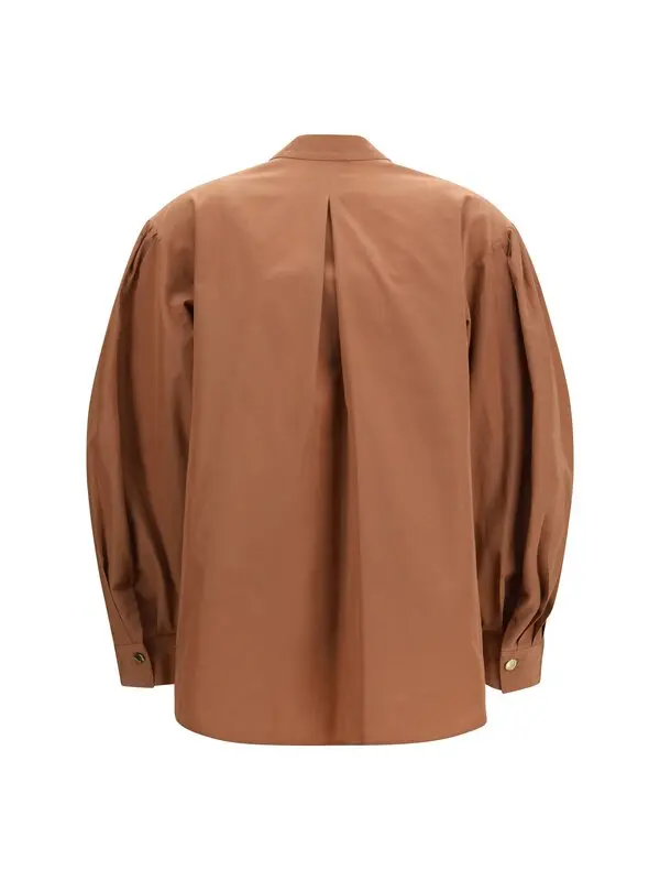FORTE_FORTE High-neck Puff Sleeve Shirt - Red