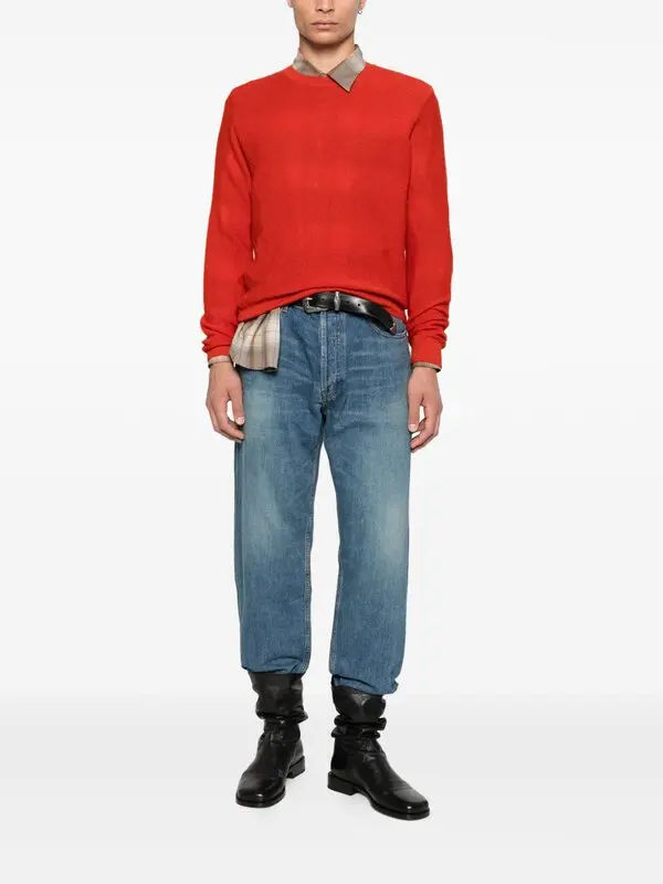 Celine Wool Crewneck Sweater With Embroidered Triomphe Logo - Multicolor