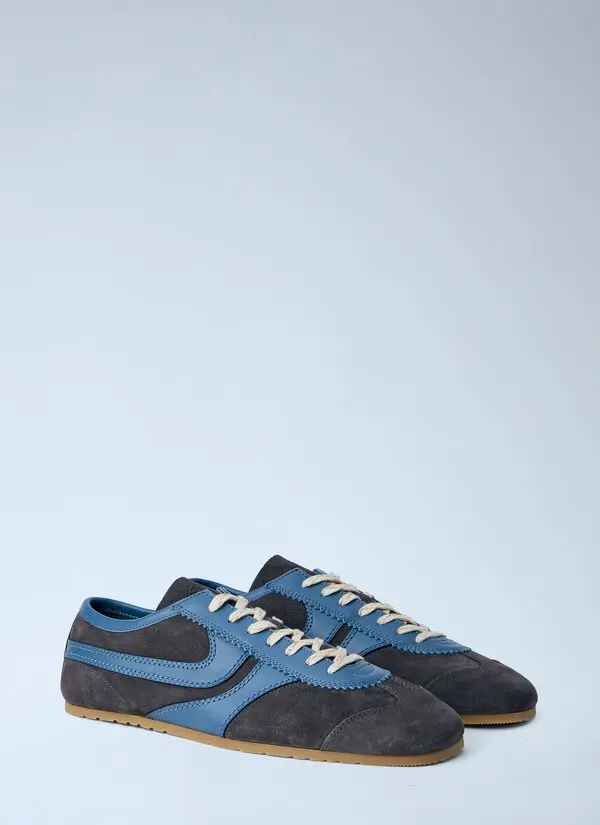 Dries Van Noten Suede Trimmed Leather Sneakers - Gray