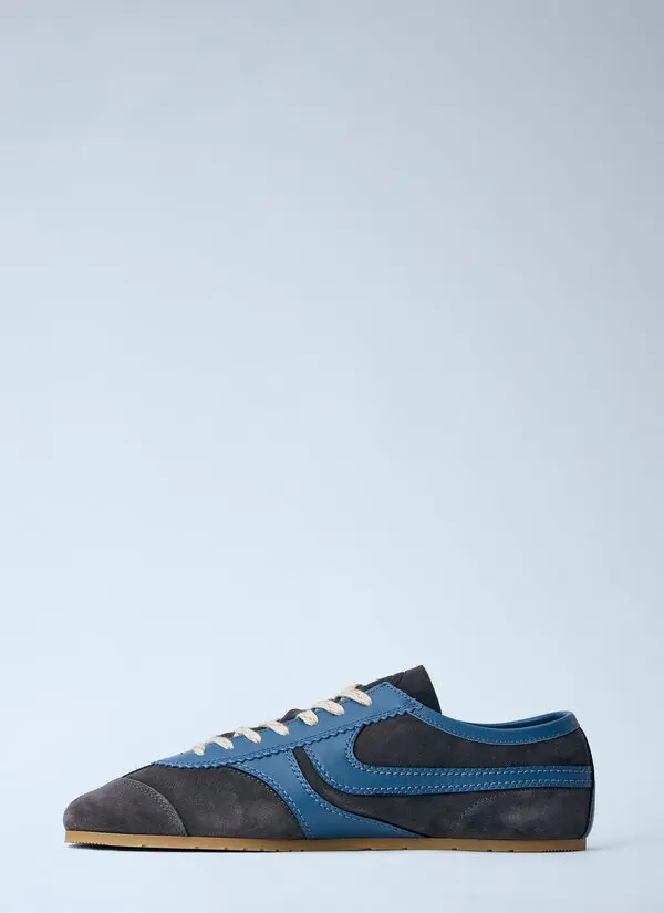 Dries Van Noten Suede Trimmed Leather Sneakers - Gray