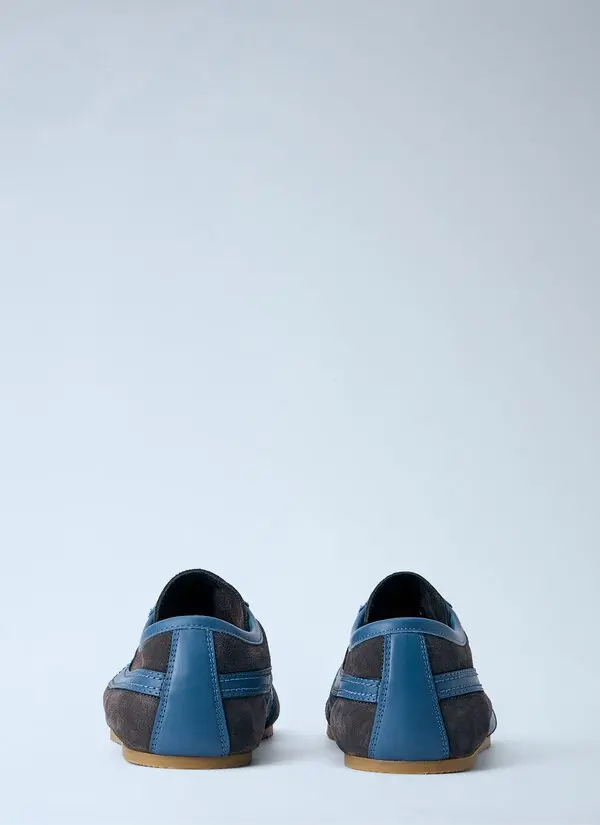 Dries Van Noten Suede Trimmed Leather Sneakers - Gray