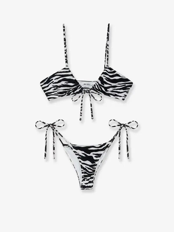 Attico Zebra Print Lycra Bikini - Multicolor