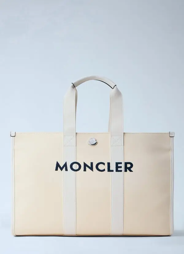 Moncler Canvas Logo Tote Bag - White