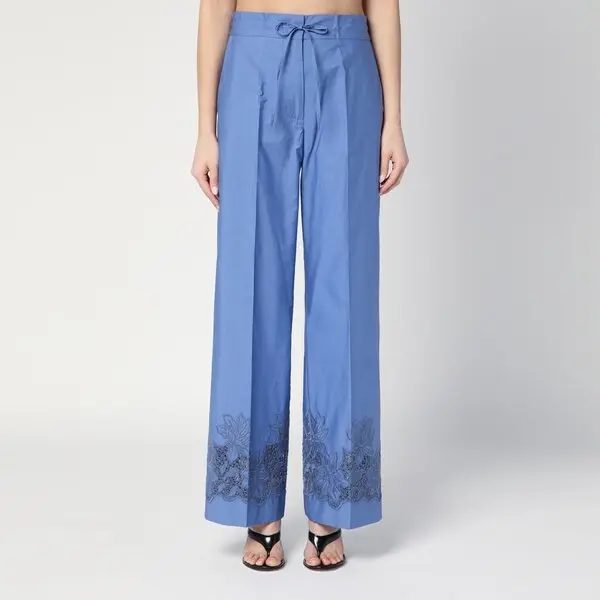 P.a.r.o.s.h Embroidered Cotton Pants - Blue