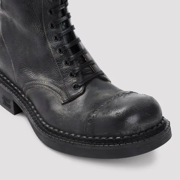 Miu Miu Calf Leather Lace-up Ankle Boots