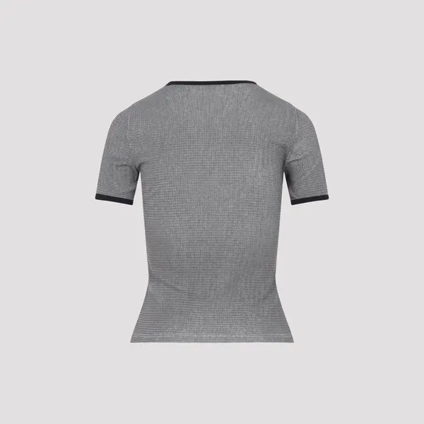 COURREGES Houndstooth Contrast T-shirt - Black