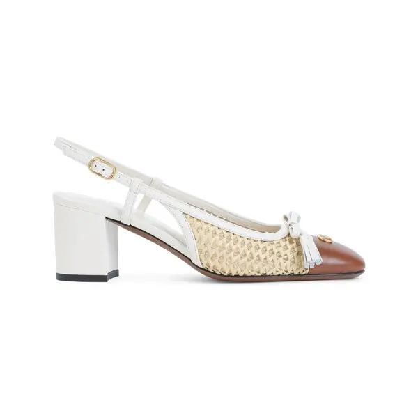 Valentino Garavani Slingback Pumps With Bow Detailing And Gold Tone Logo - Multicolor