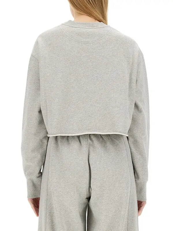 Stella McCartney Cropped Sweatshirt With Logo Detail - Gray
