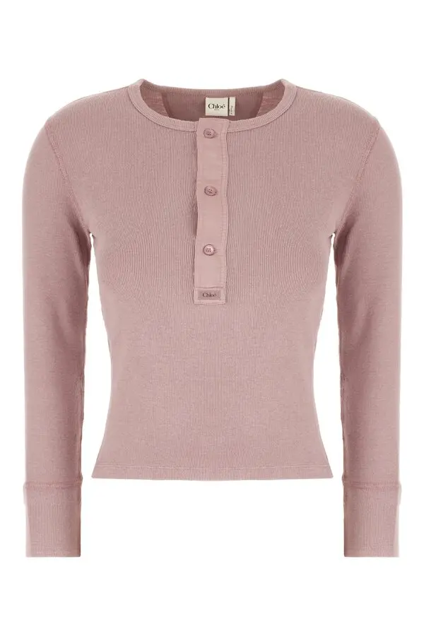 Chloé Ribbed Henley T-shirt - Multicolor