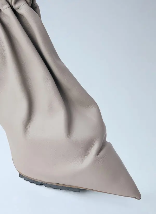 Rick Owens Gathered Leather Ankle Boots With Transparent Block Heel