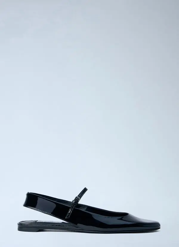 TOTEME Patent Leather Slingback Flats - Black