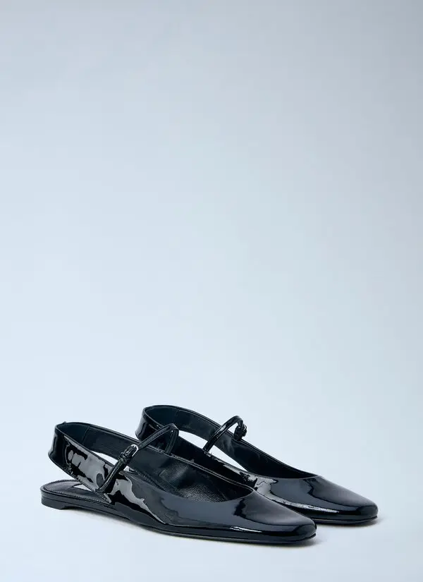 TOTEME Patent Leather Slingback Flats - Black
