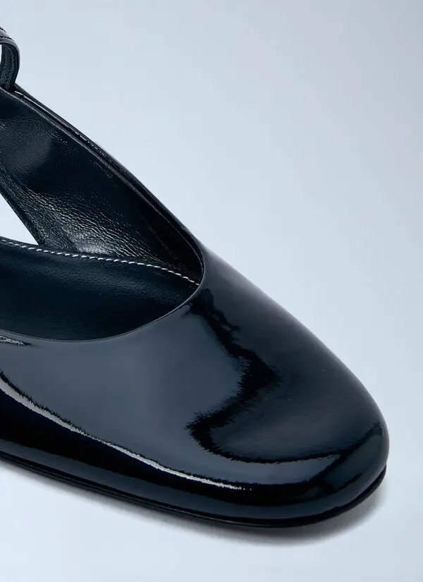 TOTEME Patent Leather Slingback Flats - Black