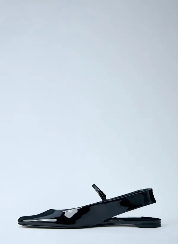 TOTEME Patent Leather Slingback Flats - Black