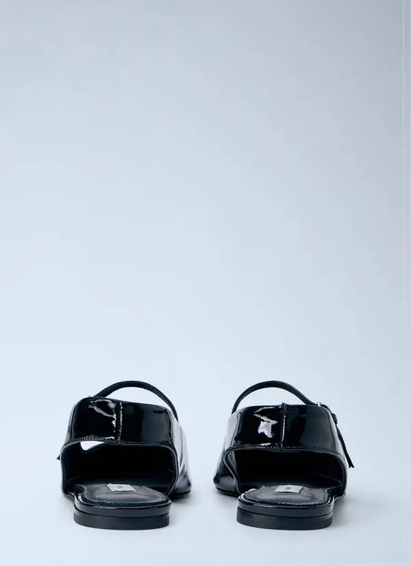 TOTEME Patent Leather Slingback Flats - Black