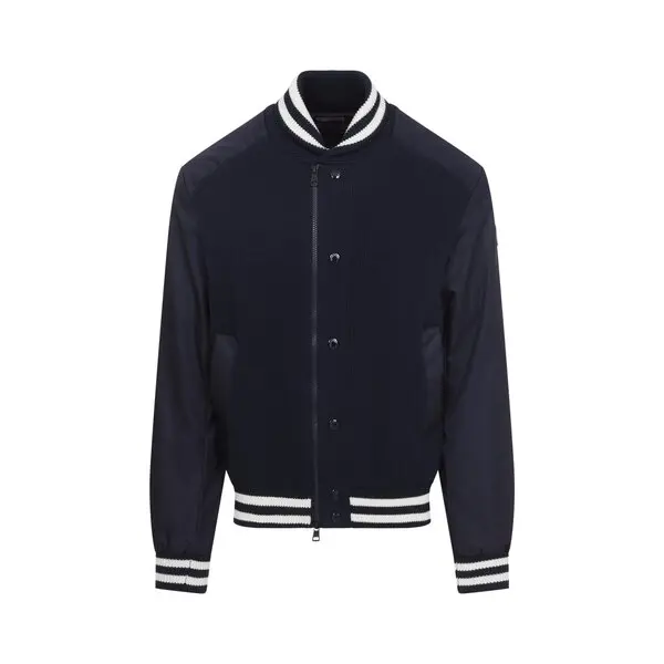 Moncler Ribbed Cardigan With Contrasting Stripes