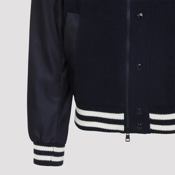 Moncler Ribbed Cardigan With Contrasting Stripes