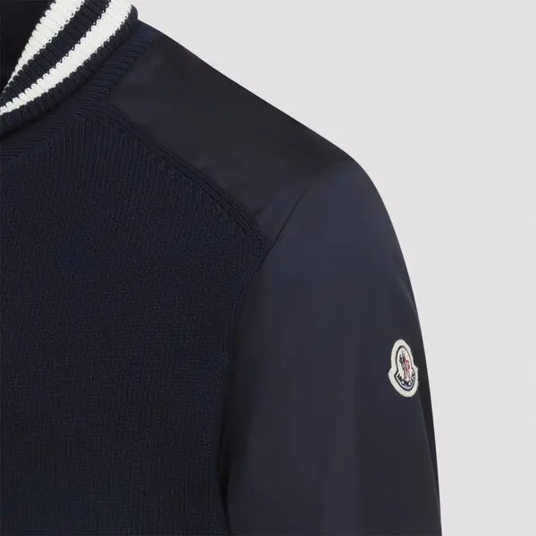 Moncler Ribbed Cardigan With Contrasting Stripes