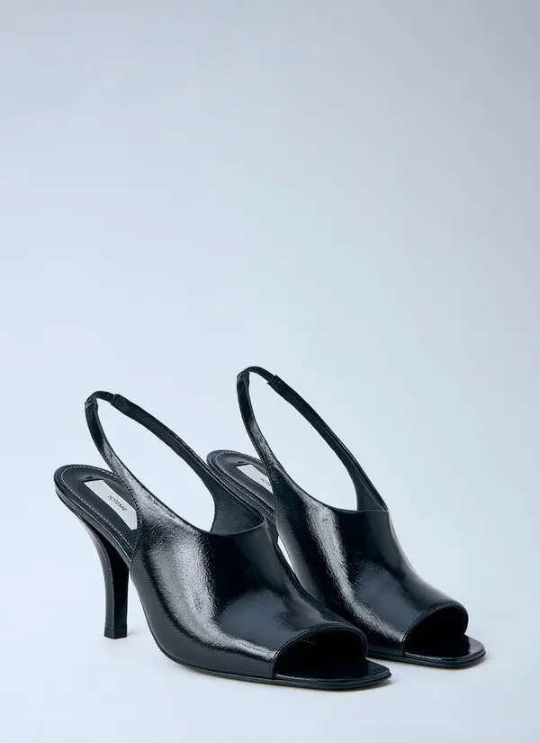TOTEME Slingback Peep-toe Heels In Leather