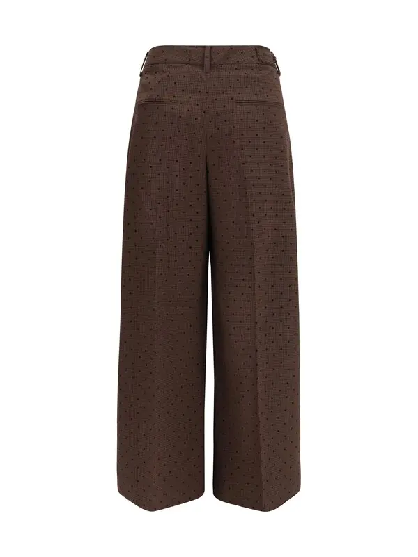 GANNI Flocked Plaid Crossover Pants - Brown