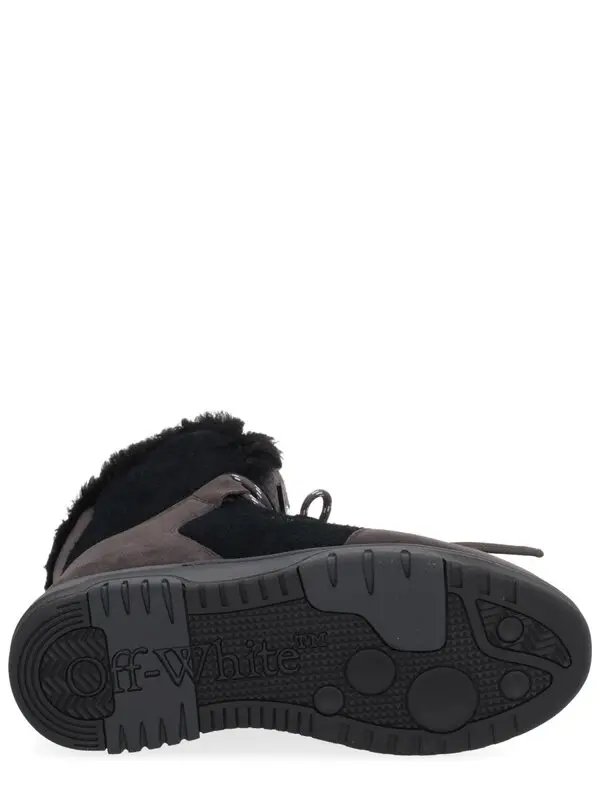 Off-White Lace-up Leather And Shearling Boots