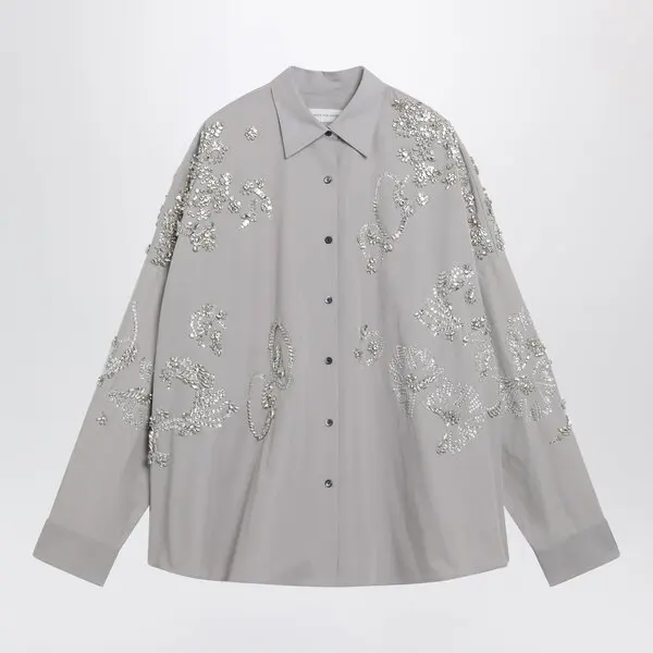 Dries Van Noten Oversized Sequined Cotton Shirt