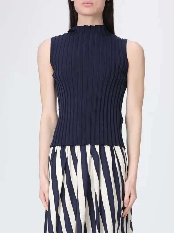 Max Mara Sleeveless Ribbed Mock Neck Top