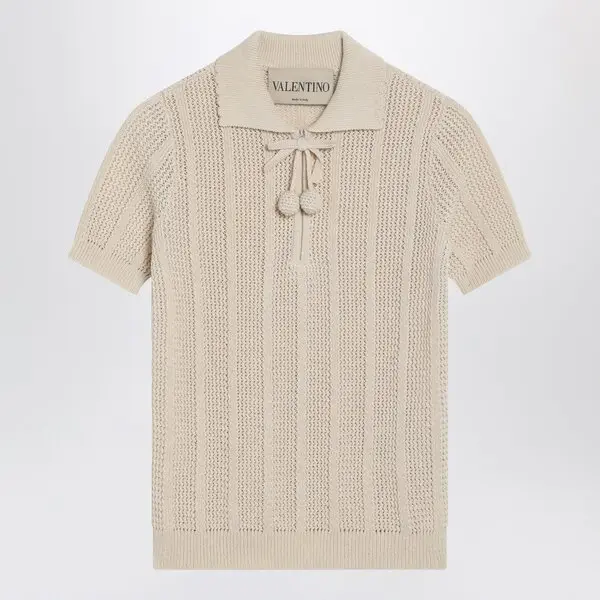 Valentino Garavani Ivory Cotton Knit Polo Shirt