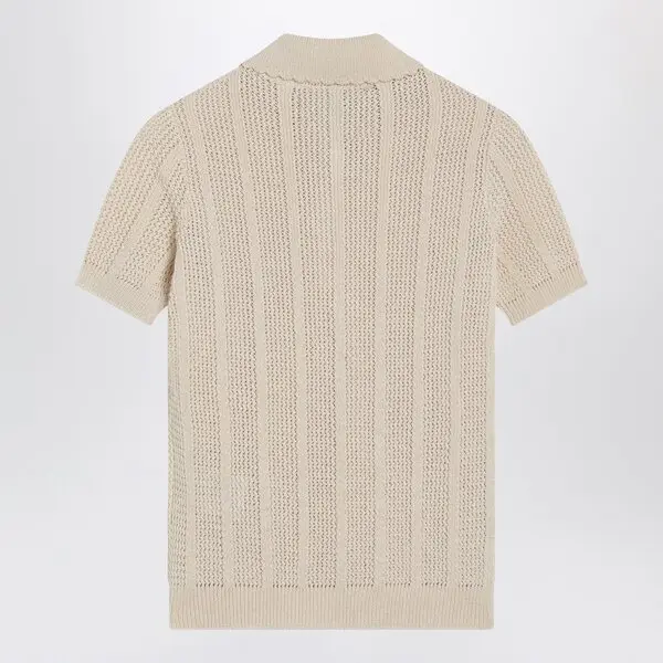 Valentino Garavani Ivory Cotton Knit Polo Shirt