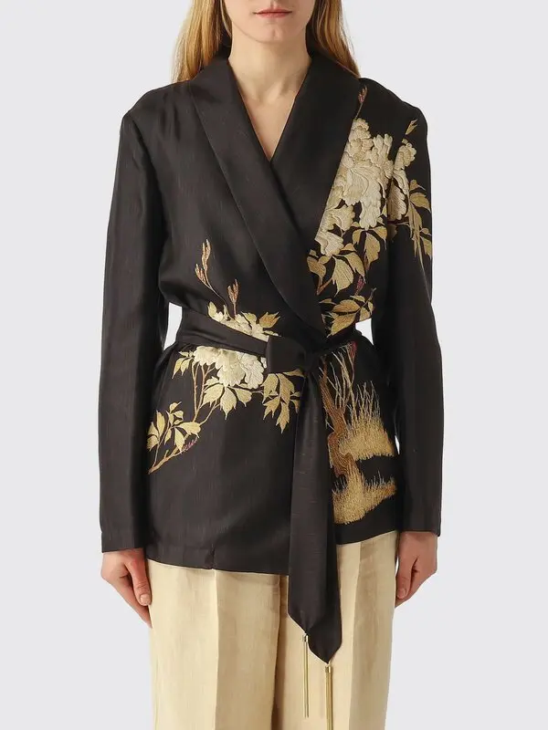 Max Mara Embroidered Wrap Jacket - Black