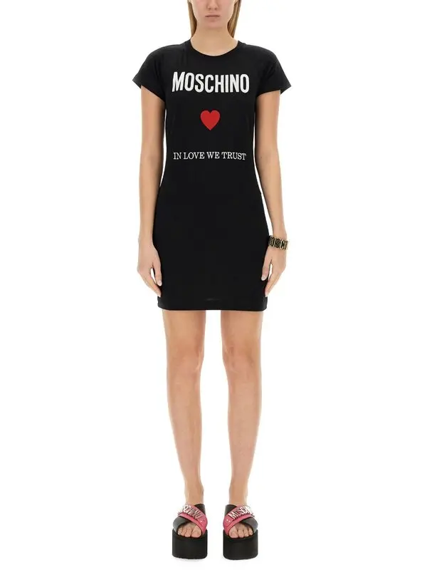 Moschino Printed Cotton T-shirt Dress - Black