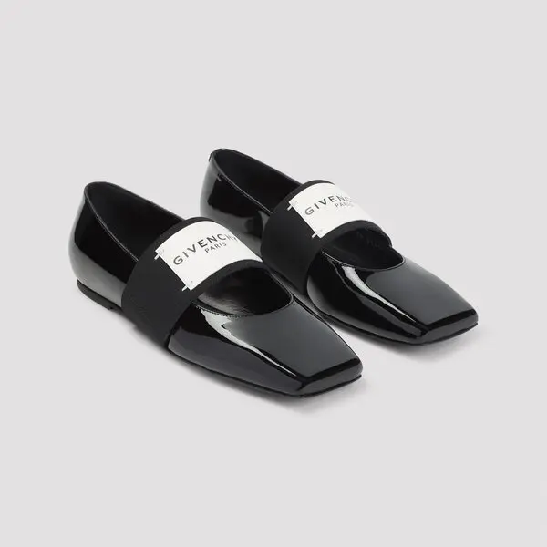Givenchy Patent Calf Leather Ballerinas With Elasticated Strap - Black